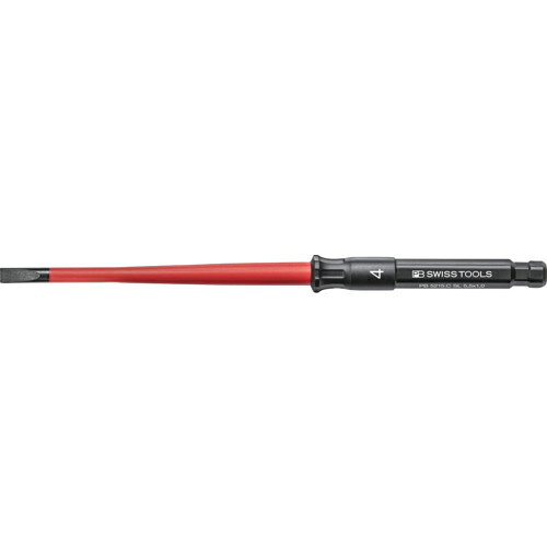 特長：1V AC/15V DCまで完全絶縁で安全に作業できます。ブレードは刃先に向かって細いテーパー状で、深い位置のねじにもアクセスします。高速回転ゾーンおよび親指と人差し指用の滑り止め付きで手で使用する場合に安全です。ハンドル後部に先端形...