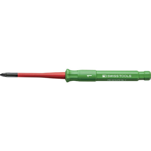 特長：1V AC/15V DCまで完全絶縁で安全に作業できます。ブレード直径は刃先に向かって小さくなっているので深い位置にあるねじ向けです。高速回転ゾーンおよび親指と人差し指用の滑り止め付きで手で使用する場合に安全です。ハンドル後部に先端形...