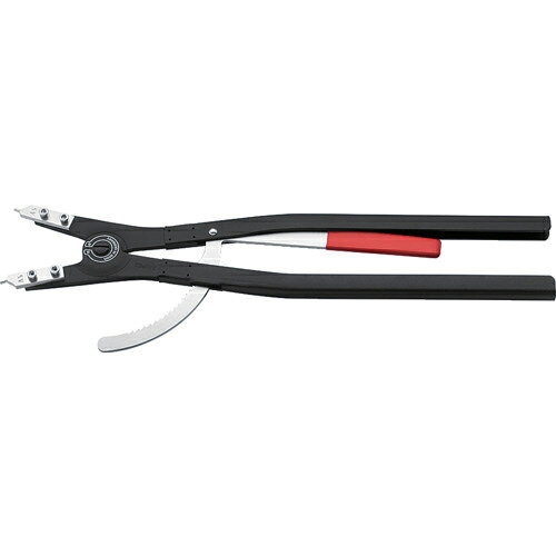 特長：ロック機構付です。（解除可能）先端チップは焼き入れ処理済みで交換も可能です。ハンドルはブラックパウダーコーティング仕上げです。用途：軸用スナップリングの取り付け、取り外しに。仕様：リング使用範囲(mm)：122〜300爪先端径(mm)...