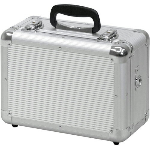 特長：アルミの高級感と軽量堅固さを兼ねそなえたツールケースです。コーナー部材は衝撃に強いラウンド加工仕様です。用途に合わせて移動できる仕切板付です。バックル部は鍵をかけることができ、大切な収納物をがっちりガードできます。持ち運びに便利なショ...