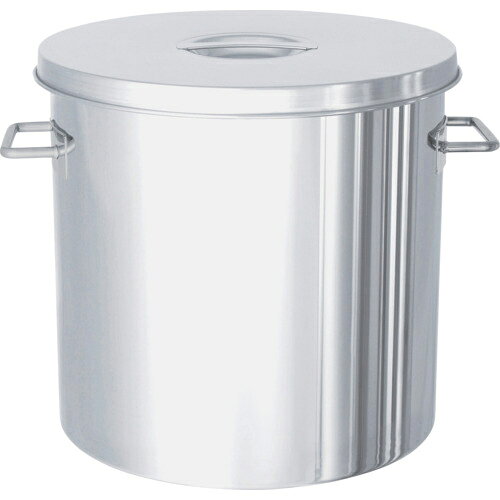 特長：洗浄液や異物がたまりにくいステンレス容器です。内外面バフ研磨仕上げです。用途：液体、粉体等の保存容器。仕様：容量(L)：100直径(mm)：492高さ(mm)：601内径(mm)：470深さ(mm)：600取手：あり蓋タイプ：かぶせ蓋...