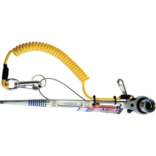 特長：安全ロープ（ARN10Y)付です安全ロープはポリウレタンコードにナイロンロープを芯材として使用安全ロープは1kg用ラチェットは正逆は切り替え爪式です。ラチェットは1丁で4サイズのボルト・ナットに使用できますアウターソケットを使用する場...