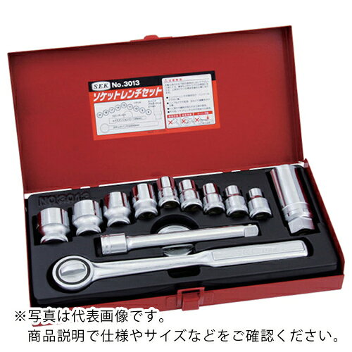 特長：差込角9.5ミリのソケットレンチセットです。用途：自動車、バイク、機械類の整備や修理作業に。仕様：差込角(mm)：9.5セット内容(点)：13ケース寸法(mm)間口：242ケース寸法(mm)奥行：130ケース寸法(mm)高さ：38材質...