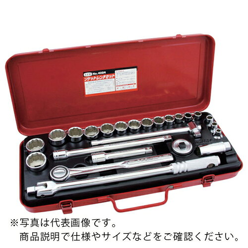 特長：差込角12.7ミリのソケットレンチセットです。用途：自動車、バイク、機械類の整備や修理作業に。仕様：差込角(mm)：12.7セット内容(点)：24ケース寸法(mm)間口：451ケース寸法(mm)奥行：197ケース寸法(mm)高さ：51...