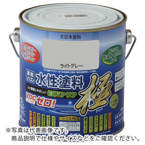 特長：揮発性有機溶剤をまったく含まない水性塗料です。仕様：色：ライトグレー容量(L)：0.7水性ECOアクア　ライトグレー　700M材質／仕上：アクリル樹脂系エマルション塗料　●代表画像について 商品によっては、代表画像を使用している場合が...