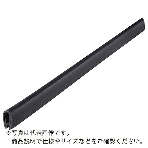 特長：接着剤を使用せず取り付けができます。用途：エッジ部の保護。仕様：色：黒長さ(m)：5取付方法：差し込みタイプA(mm)：6.0B(mm)：14.5C(mm)：2.2r(mm)：3.0t(mm)：1.6材質／仕上：本体：熱可塑性エラスト...