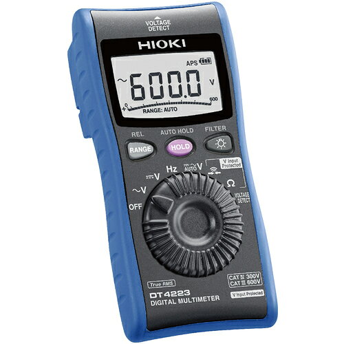 特長：電圧誤入力保護機能(ブレーカトリップレス)で誤入力による停電、火傷事故を防止します。1mの落下に耐える堅牢設計(ドロッププルーフ)です。DC V基本確度±0.5%、AC Vの周波数特性40Hz〜1kHzの標準タイプです。明るく見やすい...