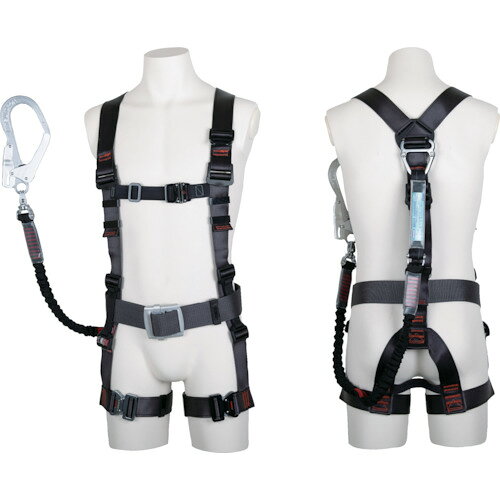 特長：胴ベルト部に道具取り付けスペースを幅広く確保したY型のフルハーネスです。腿部は左右が独立しているので束縛感が少なく、動きやすさを高める水平型腿ベルトです。ベルトの長さの調節範囲を広く取っているため、夏服・冬服でもピッタリ装着が可能です...