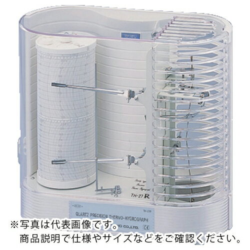 特長：ハンドル付きで移動も容易です。ダイヤルスイッチを切り替える事で1日〜1年間の観測が可能です。用途：最小目盛：温度／1℃、湿度／1％RH測定方式：温度／バイメタル、湿度／毛髪（脱脂処理済）電源：単2乾電池×2本（テスト用付属）　重量：3...