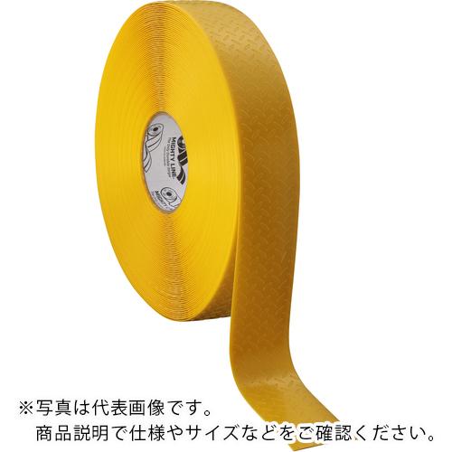 特長：段差の小さい両端テーパー構造です。表面に縞鋼板状の突起付です。用途：屋内用。すべり止めに。仕様：色：黄幅(mm)：50厚さ(mm)：1.6使用時の厚さ約1.6mm材質／仕上：基材：ポリ塩化ビニル（PVC）粘着剤：ゴム系注意：貼り付けの...
