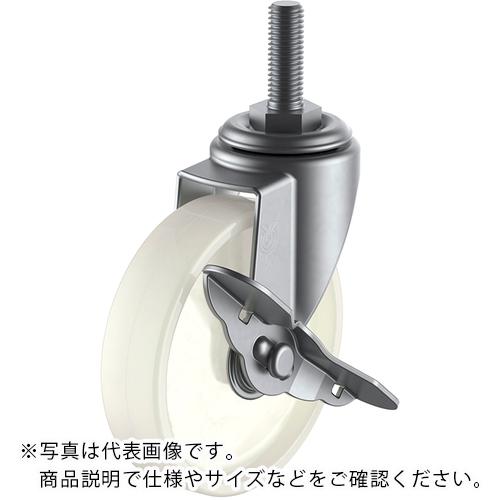 特長：耐水性・耐食性に優れたオールステンレス製金具を使用しています。食品加工機や厨房機器などで広く使用されています。用途：オールステンレス製食品台車、薬品台車、ワゴン。仕様：許容荷重(daN)：60許容荷重(kgf)：61.2車輪径D(mm...