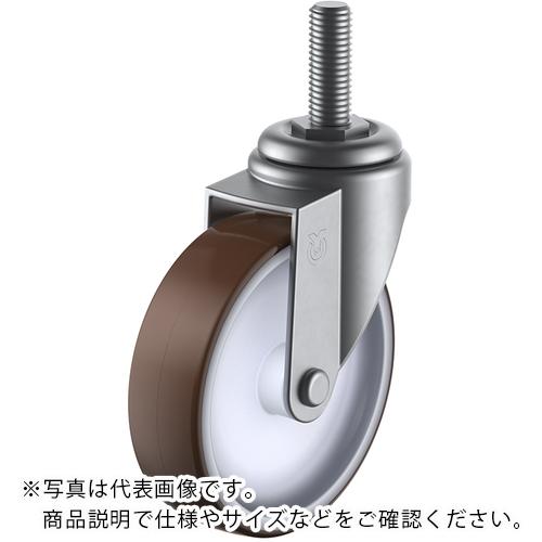 特長：耐水性・耐食性に優れたオールステンレス製金具を使用しています。食品加工機や厨房機器などで広く使用されています。用途：オールステンレス製食品台車、薬品台車、ワゴン。仕様：許容荷重(daN)：60許容荷重(kgf)：61.2車輪径D(mm...