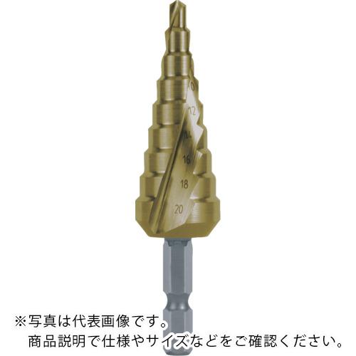 特長：高品位の材質を使用し、負荷なく、ビビりのない安定した穴あけが可能です。用途：被削材:鉄板・銅版・アルミ・プラスチック（4mmまで）仕様：全長(mm)：75段数(段)：9段幅(mm)：4シャンク径(mm)：6.35表面処理：チタンコーテ...