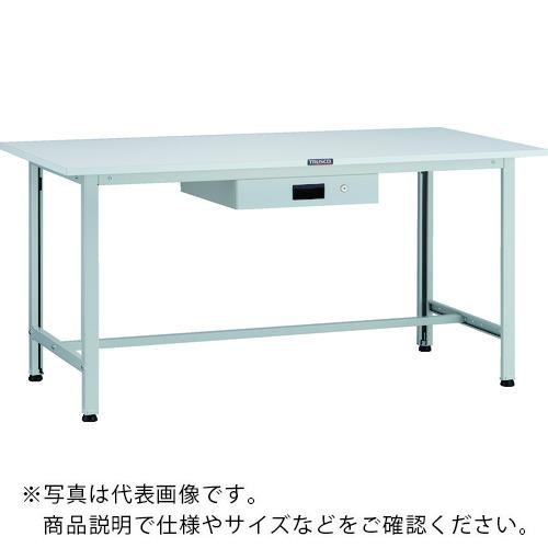 特長：引出しは左右に取り付け位置を調整できます。膝上で邪魔にならない薄型の引出し付です。商品の仕分けや検品に最適です。引出付で簡単に収納できます。仕様：天板材質：ポリ化粧間口(mm)：1500奥行(mm)：600高さ(mm)：740脚部カラ...