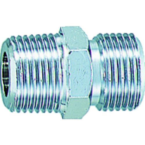 用途：ホースと機器の接続。仕様：接続口径D1：G3/8接続口径D2：R3/8六角対辺(mm)：17使用流体：水・空気・油タイプ：ニップル最高使用圧力(MPa)：3.45使用流体：水・空気・油流体温度：-50〜150℃使用圧力：3.45MPa...