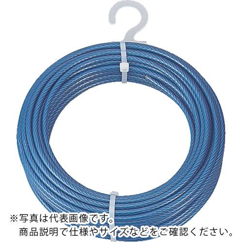 特長：メッキ付ワイヤロープにPVC被覆を施した物で、耐食性、美観などを要求される場合に使われます。油を嫌う場所、人体などに触れる場所などに使われます。仕様：ロープ径(mm)：3(5)長さ(m)：30使用荷重(kg)：80被覆外径(mm)：5...