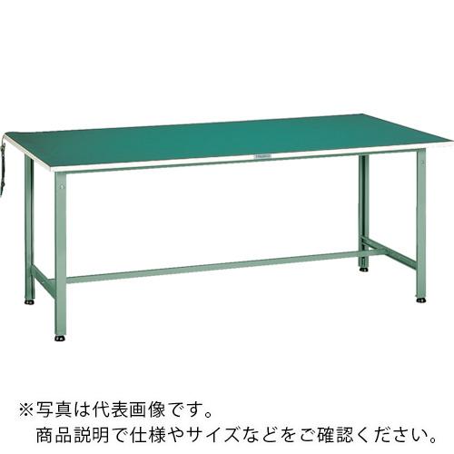 特長：静電気を抑える帯電防止ゴムマット張りの天板です。耐油性、耐溶剤性に富むゴム材質のマットを使用しています。エレリーク敷設床の抵抗は2×10［［の6乗］］Ω程度です（電極面積28.26［［M2］］）。脚部はホワイト色です。アジャスターはM...