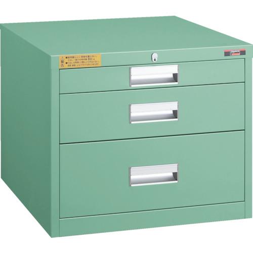 特長：引き出しはオールロック機構です。仕様：間口(mm)：500奥行(mm)：550高さ(mm)：420最大積載量(kg/台)：250均等積載量(kg/段)：60本体色：グリーン引出し：H58 1個、H115 1個、H172 1個引出し(段...