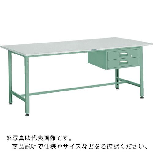 特長：仕分けに便利な2段引出し付です。引出しは使い勝手に応じて使いやすい位置に取り付けできます。主要部が溶接構造のため、耐久性に優れています。ポリ化粧天板を使用し、表面は滑らかで、ソフトな光沢があり清潔感を保持し、耐水性・防汚性にも優れてい...