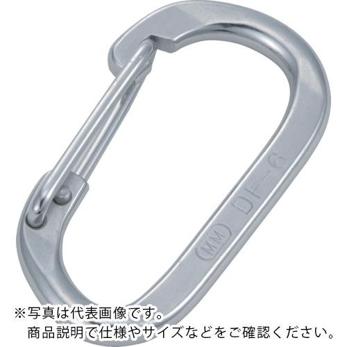 特長：開口部が大きく使用しやすいジョイント金具です。ばね状のリング部をたおす（押す）ことで、開閉できます。用途：ワイヤ・チェーン・ロープなどの連結金具として。仕様：使用荷重(kN)：0.29D1(mm)：5.4D2(mm)：5L(mm)：5...