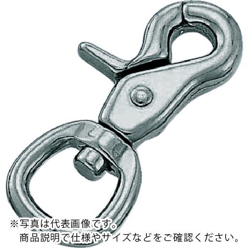 特長：アイの部分が回転するので、チェーンなどのよりとりになります。スプリングフックで手軽に開閉作業ができます。口の開きが広いタイプです。用途：チェーン・ワイヤ・ロープなどの連結や、端末の金具のジョイントに。仕様：使用荷重(kN)：0.39D...