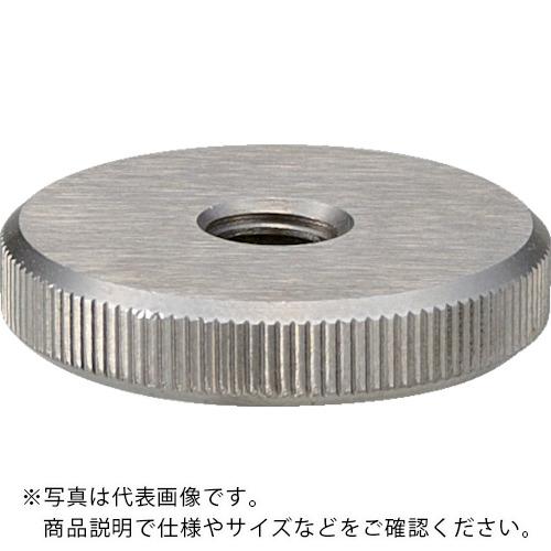 特長：フラットタイプのローレットノブです。ローレット加工によりすべりにくくスピーディに締め付けが出来ます。仕様：外径(mm)：30ノブ高さ(mm)：8ねじ寸法：M8×1.25ねじ深さ(mm)：8貫通タップ穴タイプ材質／仕上：スチール（Q23...