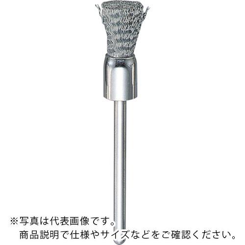 特長：50本入のお買い得パックです。軸付なので取り付け交換が容易です。コンパクトで高速回転のため操作しやすく、作業性に優れたエンド型ブラシです。用途：エンド型なので細かい部分の底面・コーナー溝研磨に最適。使用工具:変速式電動マイクログライン...