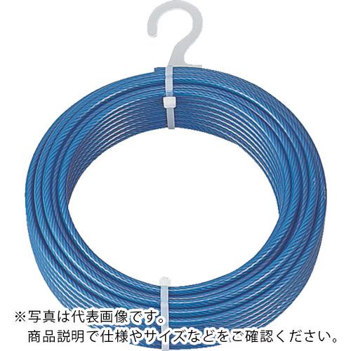 特長：メッキ付ワイヤロープにPVC被覆を施した物で、耐食性、美観などを要求される場合に使われます。油を嫌う場所、人体などに触れる場所などに使われます。仕様：ロープ径(mm)：2(3)長さ(m)：50使用荷重(kg)：36被覆外径(mm)：3...