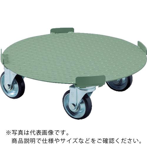 特長：溶接構造になっているので堅牢です。耐油性、耐摩耗性に優れたウレタンキャスターを使用しています。ずれ防止の4点ガイド付です。仕様：均等荷重(kg)：300積載面(mm)：610床面高さ(mm)：165キャスター径(mm)：100キャスタ...
