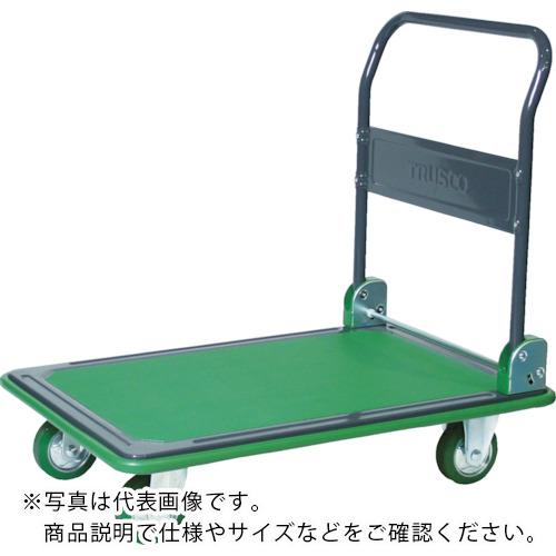 特長：ハンドルが折りたためることで、使用しない時は積み重ねて保管でき、持ち運びもできる台車です。折りたたみハンドルに起こりやすいハンドルのガタツキをなくし、操作性に優れています。自在車、固定車の位置入れ替えが可能です。車輪に標準ラジアルベア...