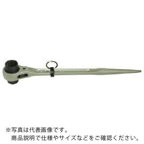 特長：落下防止具を取り付けても作業性を損ないません。用途：六角ボルト・ナットなどの締め付けけに。仕様：対辺寸法(mm)：19×21スライドリング付ラチェットレンチ　19X21