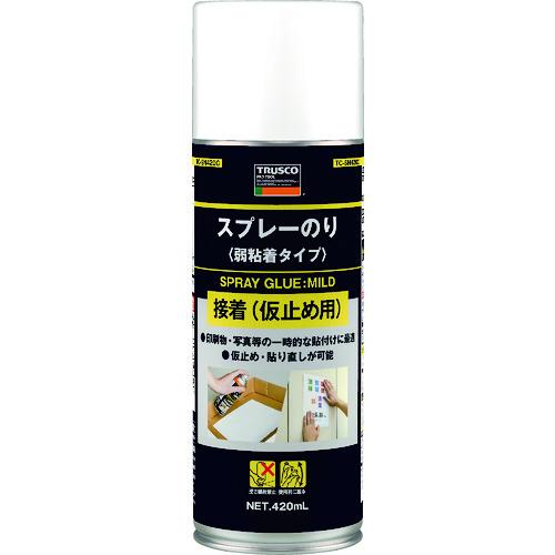 特長：ソフトな粘着性能をもった特殊ゴム系の粘着剤です。用途：印刷物、写真、布の貼り付け。仕様：色:透明容量(ml):420標準塗布可能面積([[M2]]):10標準重ね塗り回数:1~2回原液量(ml):261エアゾールタイプ(キリ状)スプレ...