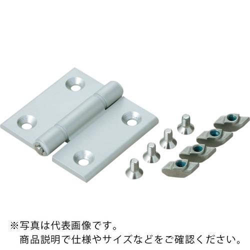 特長：アルミフレームの取付溝にぴったり合う、アルミフレーム専用蝶番です。このため余分な座金などは不要です。摺動部に樹脂ブッシュを装着しています。動きがスムーズで、金属同士の摩擦がないため金属粉の飛散を防ぎます。用途：アルミフレーム、半導体製...