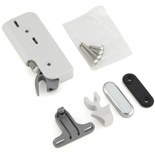 特長：横開き扉用のダンパーキャッチです。右開き・左開きのどちらにも対応します。DC-90型は、キャビネット正面に対し縦に取り付けるため、収納の邪魔になりにくい納まりです。用途：各種産業機器。仕様：扉幅：450以下扉高さ：600以下扉質量：4...