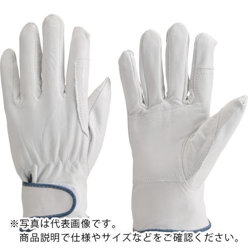 特長：着脱のしやすい袖口マジック止めタイプです。丈夫でしなやか、手によく馴染みます。手のひら部に補強当て革付です。用途：荷役・運送・農林業・土木・園芸。仕様：色：ホワイトサイズ：M全長(cm)：22.6手のひら周り(cm)：21.0中指長さ...