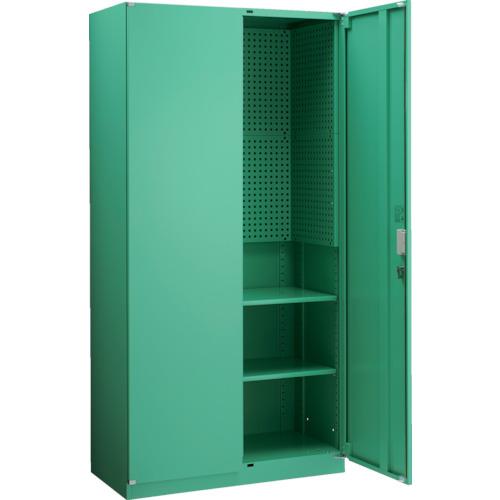 特長：パンチングパネル用オプション、フックなどが使用でき、施錠もできるために工具の保管・管理が便利です。アジャスターが付いておりますので、ベースなしでレベル調整が正確にスムーズに行えます。仕様：間口(mm)：900奥行(mm)：450高さ(...
