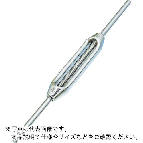 特長：枠を回転させると、ゆるめたり、締めたりすることができます。用途：ワイヤロープの張り具合の調節に。仕様：使用荷重(kN)：4.41ねじ径：W3/8L(mm)：150A(mm)：75W(mm)：26B(mm)：140d(mm)：8D(mm...