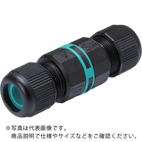 特長：ケーブルグランドと端子台が一体構造でコンパクトな防水中継コネクターです。結線方式はネジ式で手軽に作業ができます。端子極数は2Pです。仕様：極数：2P色：ブラック/グリーン適合電線：φ7~φ12材質／仕上：プラスチック/ゴム（PA66G...