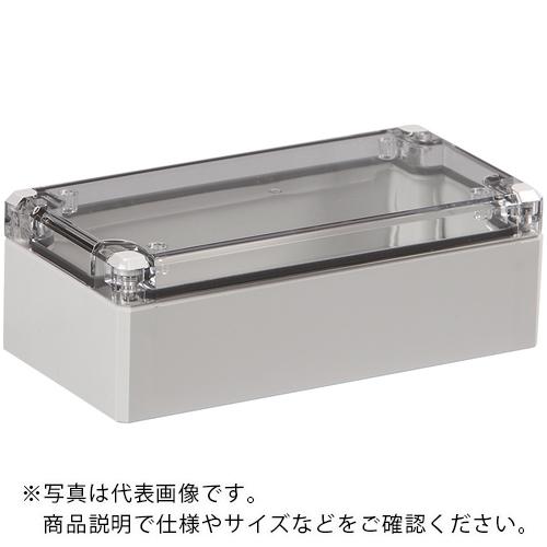 特長：保護等級IP65の防水・防塵ポリカーボネートボックスです。軽量で耐衝撃性に優れています。トップカバー内側にも取付ボスが付いていますので部品などの取付けにご利用下さい。仕様：Rohs対応品IP65材質／仕上：ポリカーボネート　●代表画像...