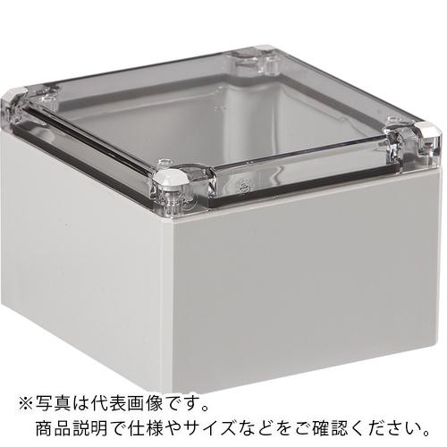 特長：保護等級IP65の防水・防塵ポリカーボネートボックスです。軽量で耐衝撃性に優れています。トップカバー内側にも取付ボスが付いていますので部品などの取付けにご利用下さい。仕様：Rohs対応品IP65材質／仕上：ポリカーボネート　●メーカー...