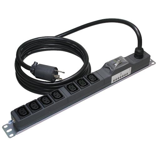 特長：IEC C13の電源が供給可能です。19インチラック用安全ブレーカ付仕様：定格：16A 250Vコンセント数：7ケーブル長(m)：VCTケーブル3m19インチラック用 安全ブレーカー付 200V コンセント (C13×7) L6-20...