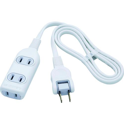 特長：180°回転プラグです。耐トラッキングカバー付です。仕様：定格電圧：125V・15A合計1500Wまでコンセント数：3個口ケーブル長(m)：1色：ホワイト幅(mm)：90.5奥行(mm)：36高さ(mm)：21定格電圧(V)：125V...