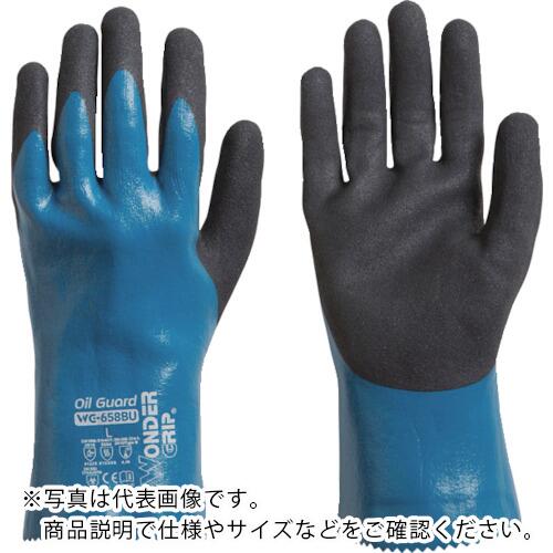 特長：抗菌防臭加工がほどこされています。指先までフィットする18ゲージを使用しています。仕様：EN388規格：耐摩耗レベル4　耐切創レベル1　耐引裂レベル2　耐突刺レベル2裏布付厚さ：1mm色：ブルーサイズ：XL全長(cm)：26.0手のひ...
