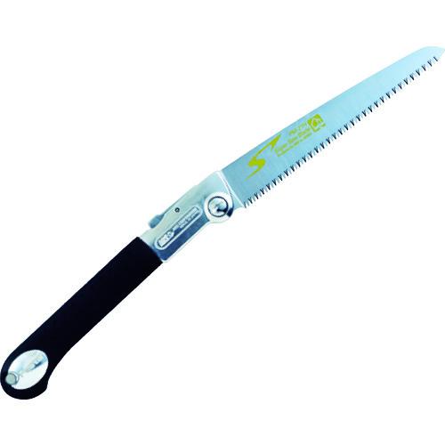 特長：タフな厚刃です。大工用折込鋸　（折込式）です。仕様：ハードクローム仕上げアサリわけなし刃長(mm)：210全長(mm)：440刃ピッチ(mm)：6材質／仕上：刃：高炭素刃物鋼柄:エラストマー樹脂・アルミダイカスト注意：非該当証明発行時...