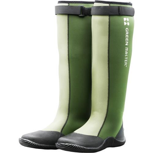 特長：オシャレで軽く、伸縮性のよい長靴です。防水加工により、濡れた足場でも安心してご使用いただけます。独自開発のグリップ底により、足場に跡が残りにくく、高いグリップ力を発揮します。柔らかく脱ぎ履きのしやすいフィット感のある長靴です。傷みやす...