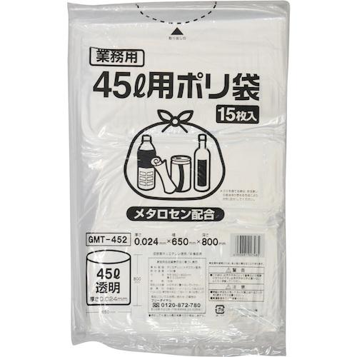 特長：メタロセン配合で、薄手でも優れた引っ張り強度の低密度タイプ。仕様：容量(L)：45縦(mm)：800横(mm)：650厚さ(mm)：0.024色：透明メタロセン配合で、薄手でも優れた引っ張り強度の低密度タイプ。　●代表画像について 商...