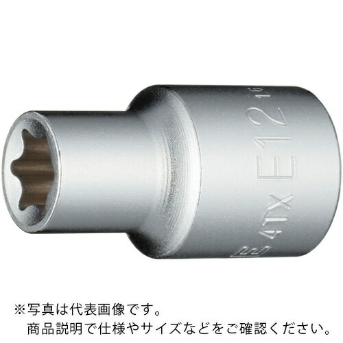 特長：E型トルクス［［R下］］ソケットです。自動車整備に最適です。仕様：呼びNo.：E12先端寸法(mm)：13.8差込角(mm)：12.7全長(mm)：40材質／仕上：構造用鋼　●代表画像について 商品によっては、代表画像を使用している場...