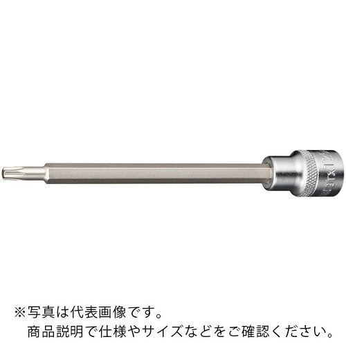 特長：強力ロングタイプです。早回しに便利なローレット加工仕上げです。用途：T型トルクスねじの締付け、緩め作業用。仕様：呼びNo.：T25先端寸法(mm)：4.4差込角(mm)：9.5全長(mm)：125材質／仕上：構造用鋼注意：インパクトレ...