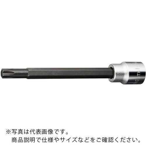 特長：強力ロングタイプです。早回しに便利なローレット加工仕上げです。用途：T型トルクスねじの締付け、緩め作業用。仕様：呼びNo.：T45先端寸法(mm)：7.77差込角(mm)：9.5全長(mm)：125材質／仕上：構造用鋼注意：インパクト...