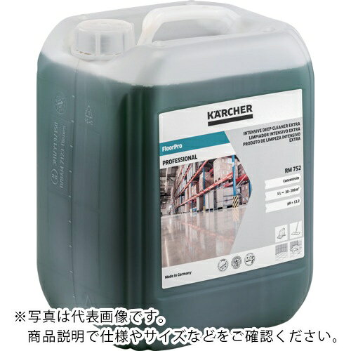 特長：床洗浄機用洗浄剤となります。用途：衛生設備、商業施設、切削加工を行う工場施設、固い床面の定期清掃に。仕様：品名:RM 752 10L幅(mm):180奥行(mm):225高さ(mm):285色:グリーンタイプ:強アルカリ性pH13 日...
